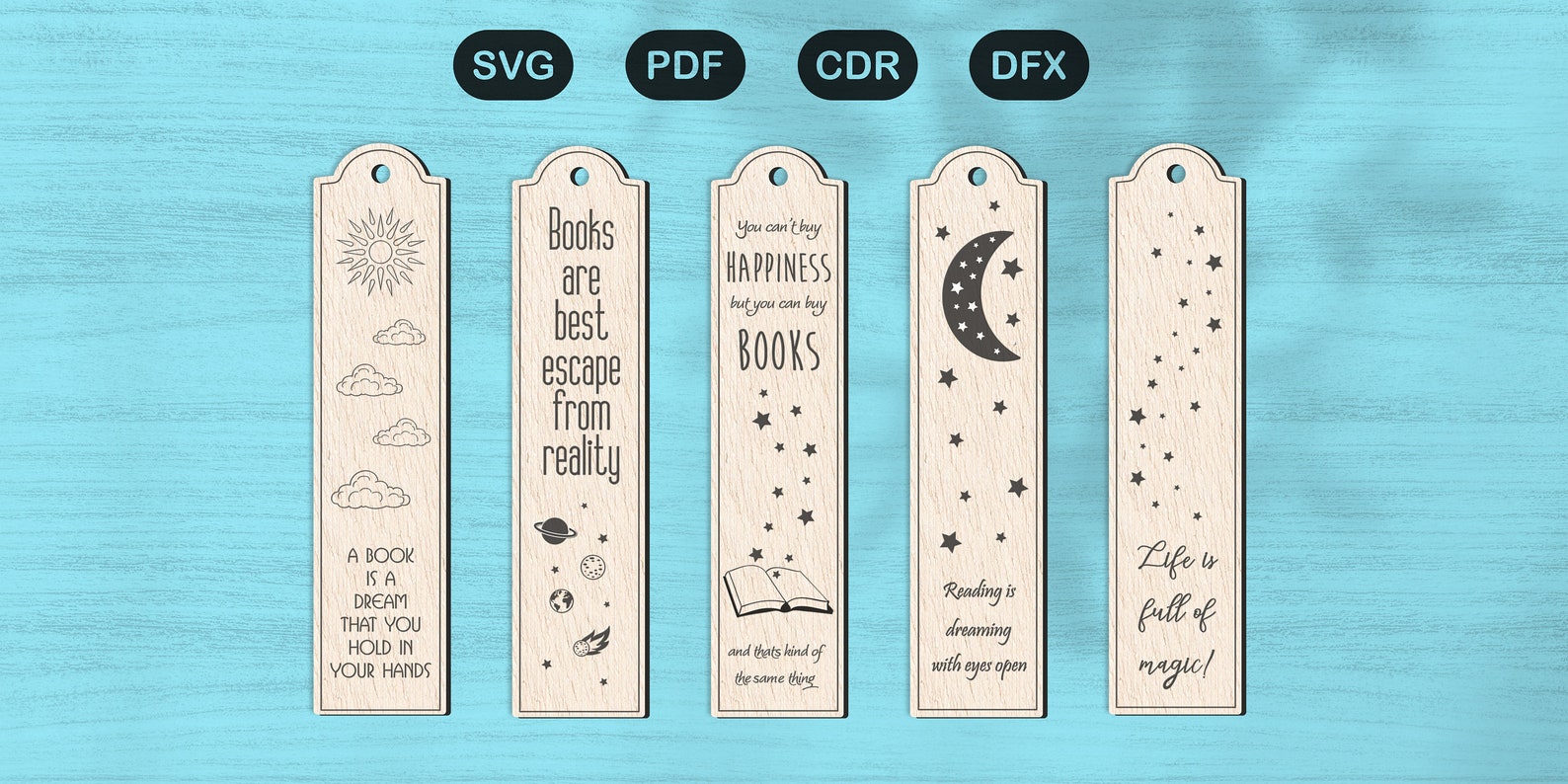 Bookmark File Set. It Includes 5 Original Bookmark Designs. Pdf, Cdr ...