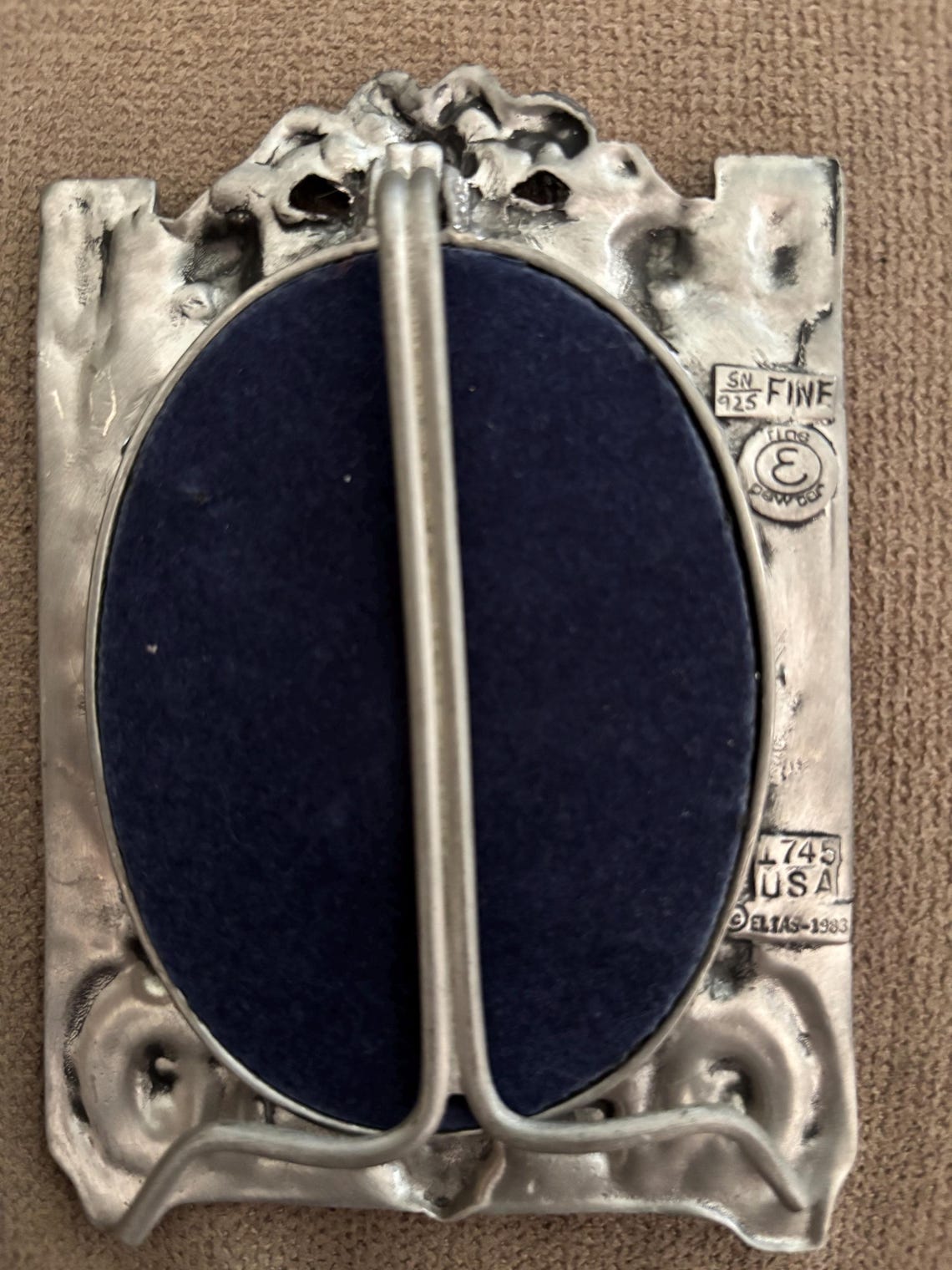 Vintage 1983 Fine Pewter Cherub Frame – 925 Silver Finish – 5x3.5 Oval ...