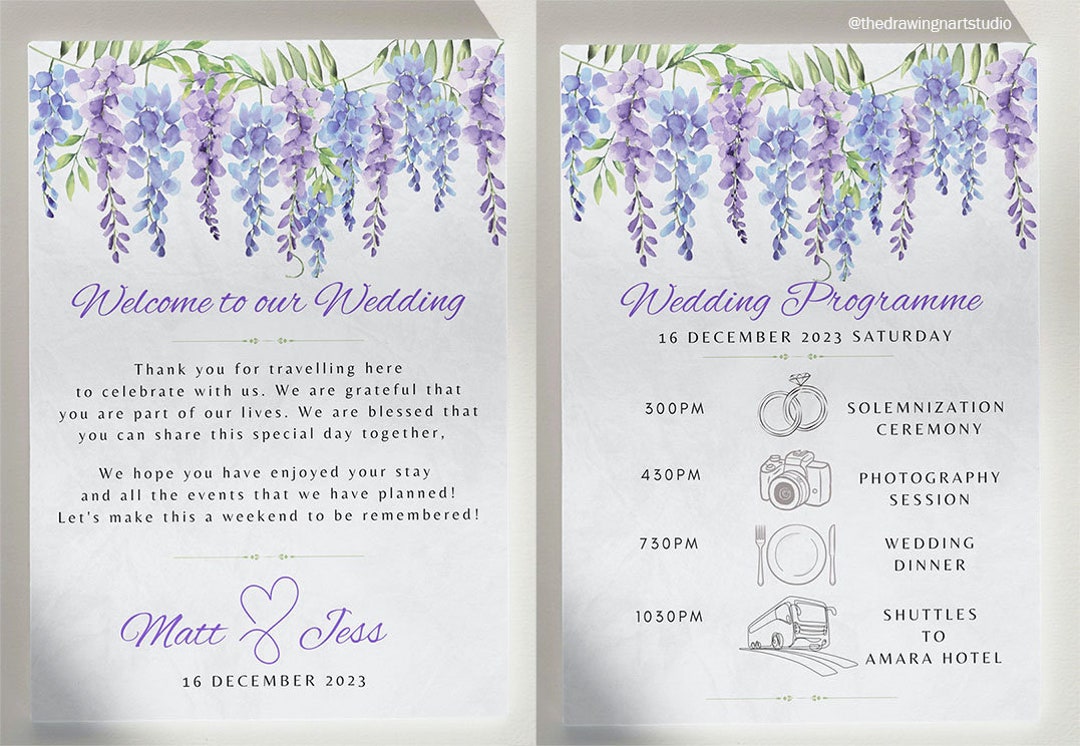 Personalised Wedding Programme Digital Template - Etsy
