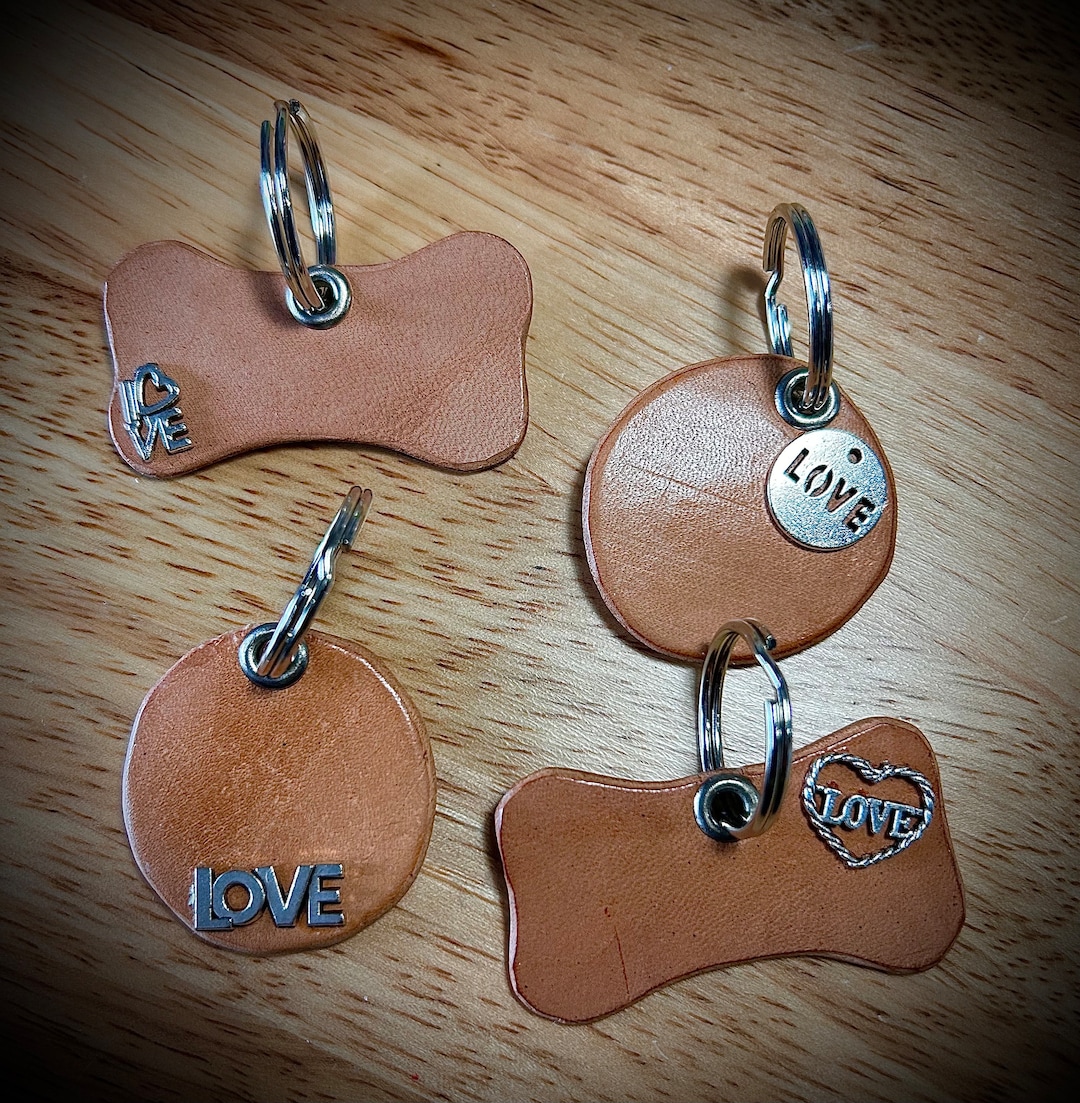 Pet ID Tags Leather Pet ID Tags, Pet Name Tags for Dogs Cats Pets ...