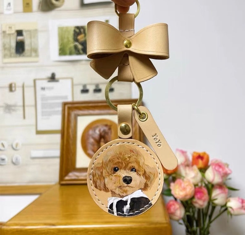 Customized Hand-painted Leather Key Chains - Etsy