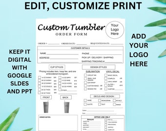 Editable Embroidery Order Form Template, Custom Embroidery Form, Order ...
