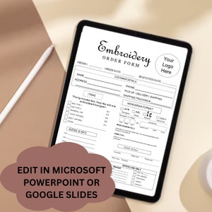 Editable Embroidery Order Form Template: Custom Design (PPTX, PDF, PNG ...