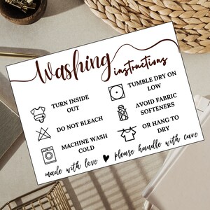 Washing Instruction Card, Ready to Print, Shirt Care Card, Apparel Care ...