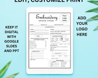 Embroidery Order Form Printable - Etsy