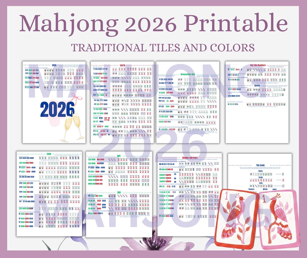 Mahjong 2025 Printable Cheat Sheet, NMJL Card 2025 Hands Guide ...