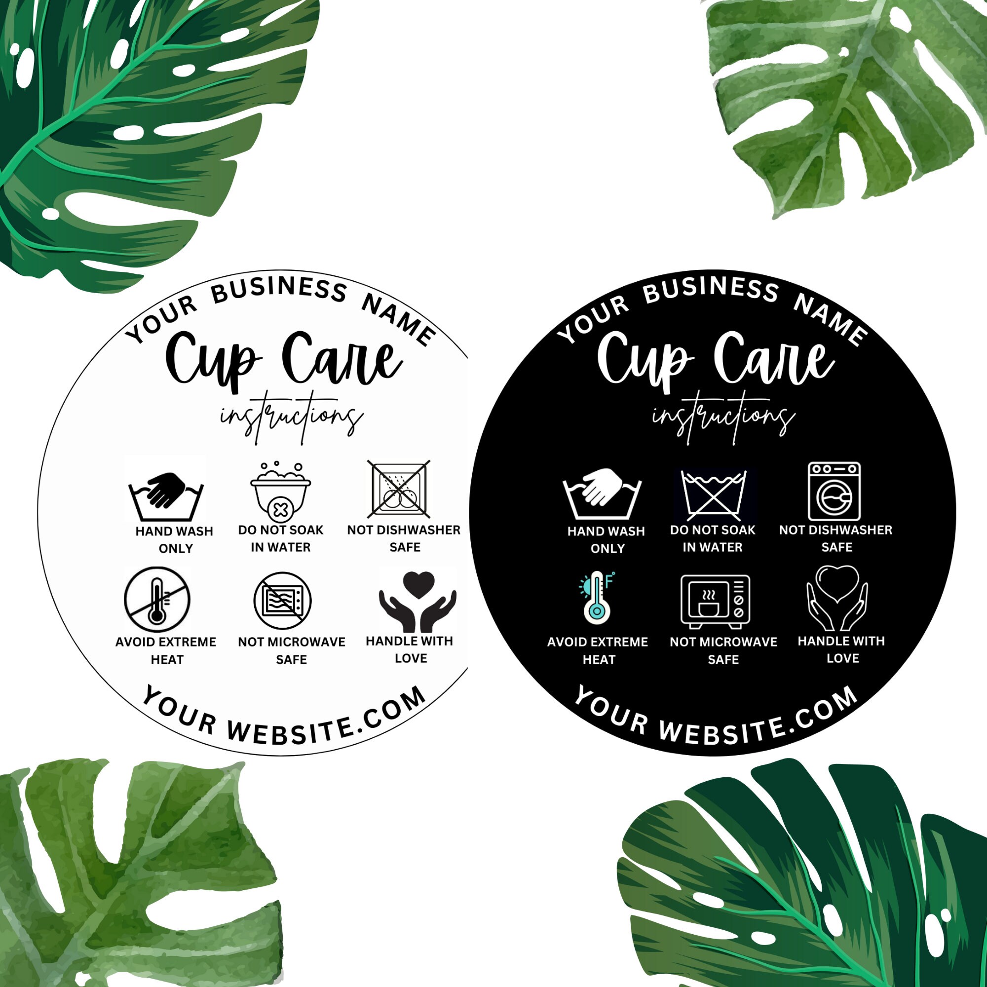Editable Cup Care Card, Cup Instructions, Printable Cup Care Card, Cup ...