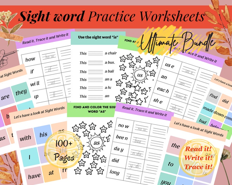 Sight Words Reading Writing Practice Worksheets engaging Worksheets ...