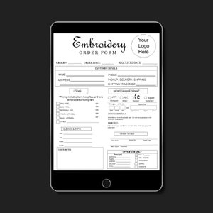 Editable Embroidery Order Form Template: Custom Design (PPTX, PDF, PNG ...