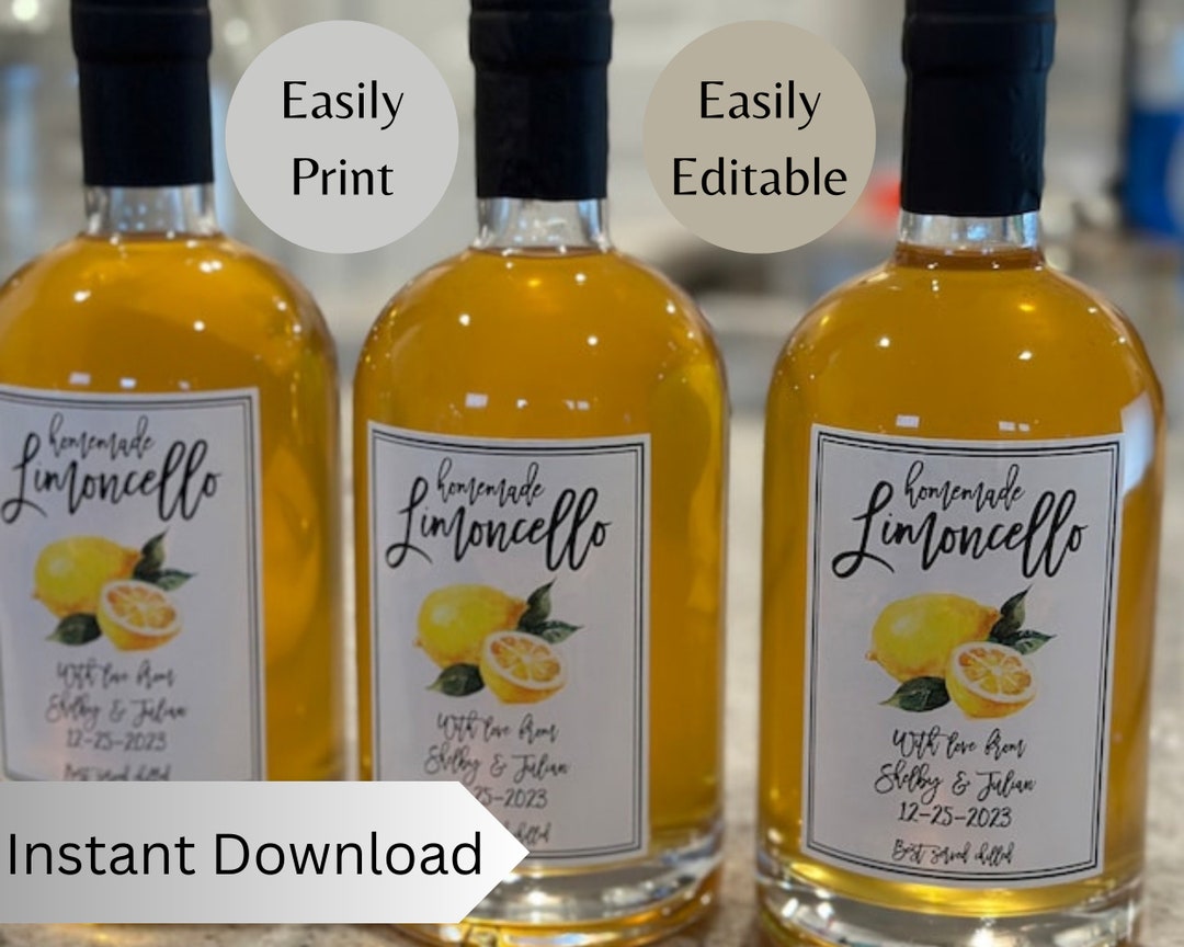 Custom Limoncello Labels, Printed Lemoncello Stickers, Personalized ...