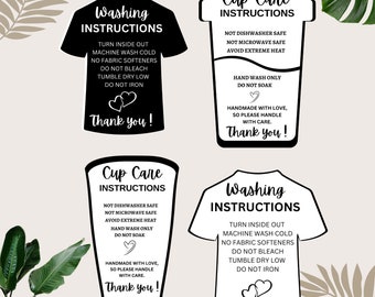 Care Card Bundle, Printable Cup Care Instructions, Vinyl Decal, Shirt ...