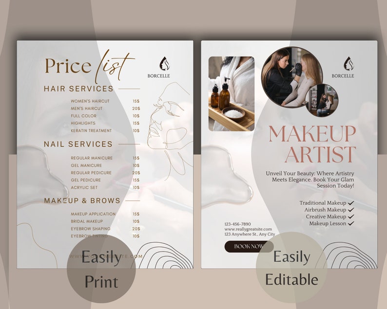 Makeup Artist Pricing Guide | Editable Wedding Makeup Price List ...