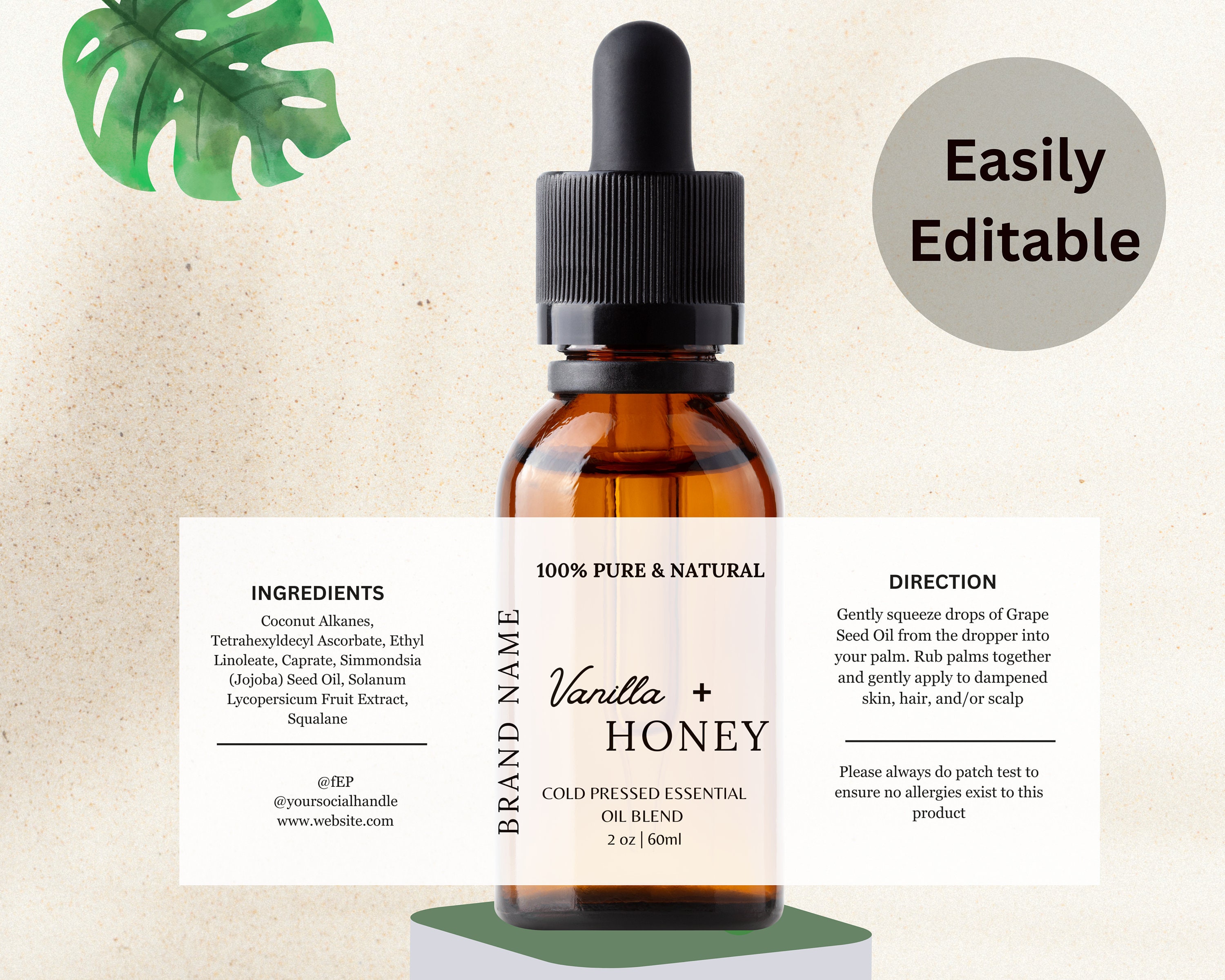 Editable Product Label, Custom Label Template, Stylish Dropper ...