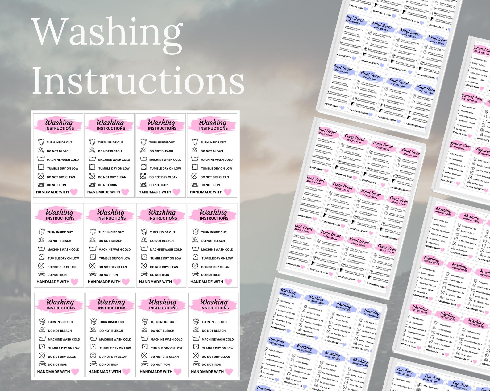 Washing Instruction Card, Ready to Print, Shirt Care Card, Apparel Care ...