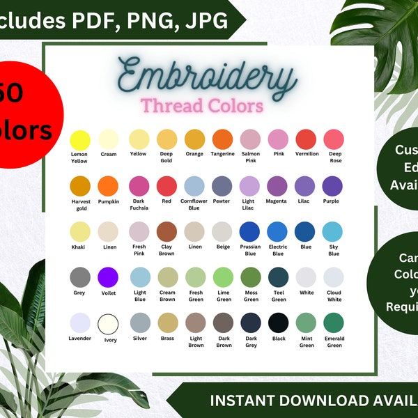 Embroidery Thread Color Chart - Etsy