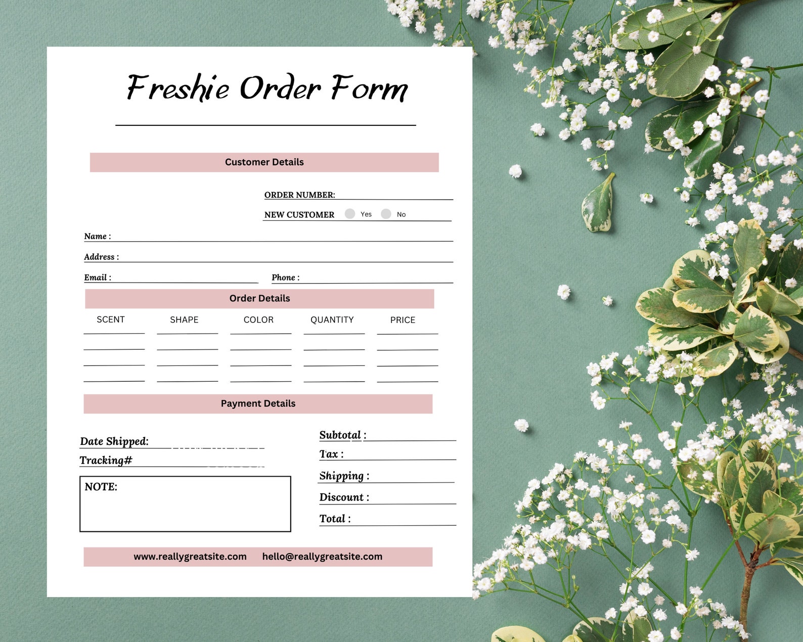 Freshie Order Form, Printable Order Form, Small Business Order Form ...