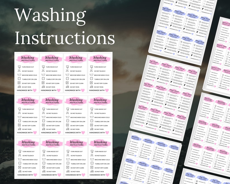 Washing Instruction Card, Ready to Print, Shirt Care Card, Apparel Care ...