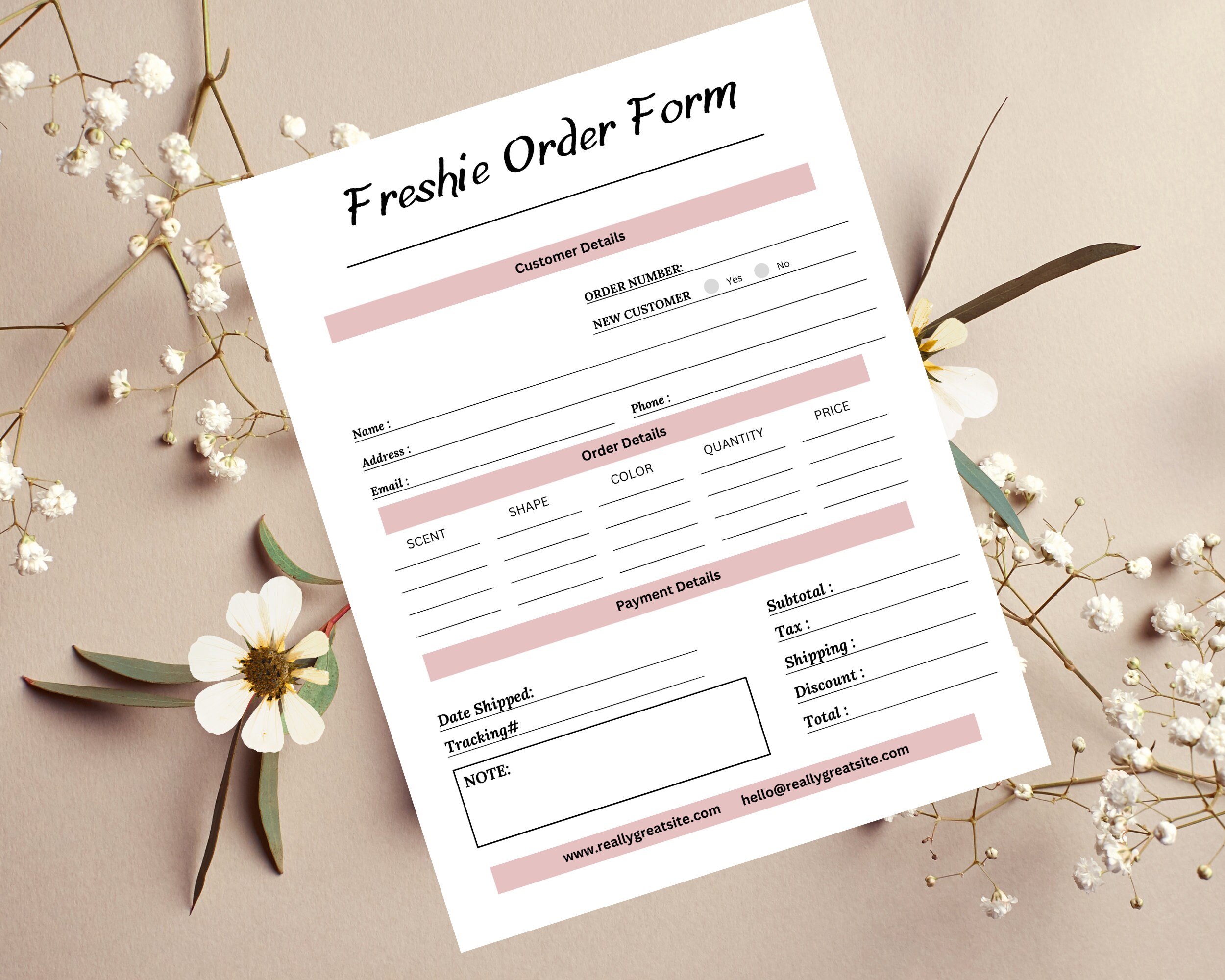 Freshie Order Form, Printable Order Form, Small Business Order Form ...