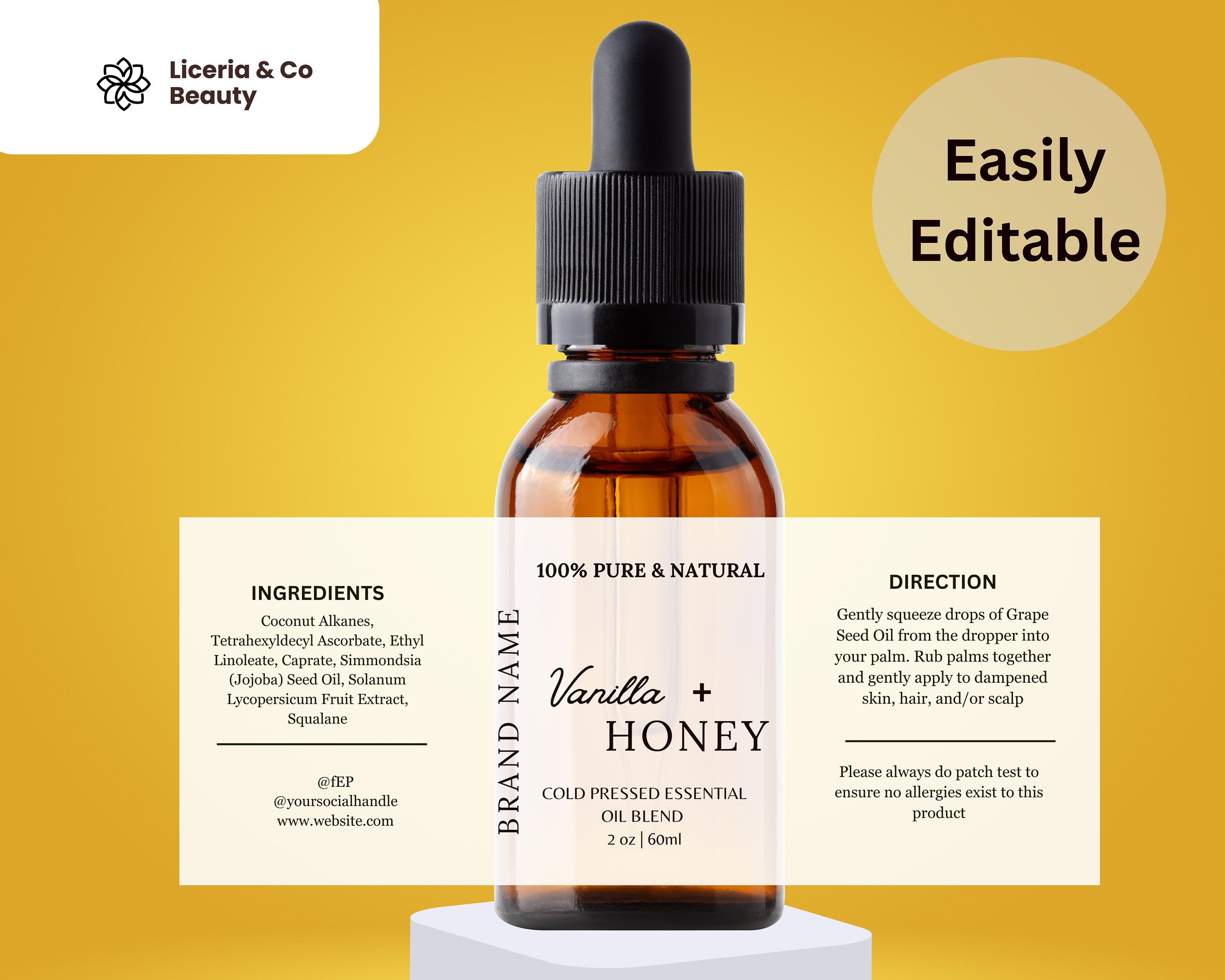 Editable Product Label, Custom Label Template, Stylish Dropper ...