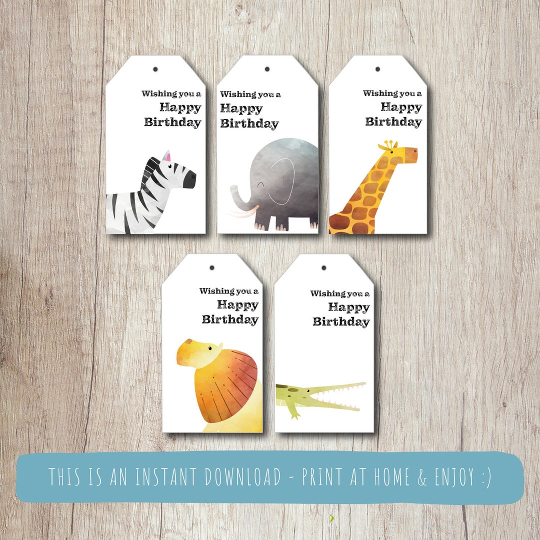 Printable Birthday Gift Tags, Digital Birthday Tags, Birthday Digital ...