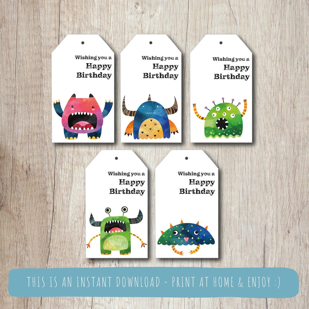 Printable Birthday Gift Tags, Digital Birthday Tags, Birthday Digital ...