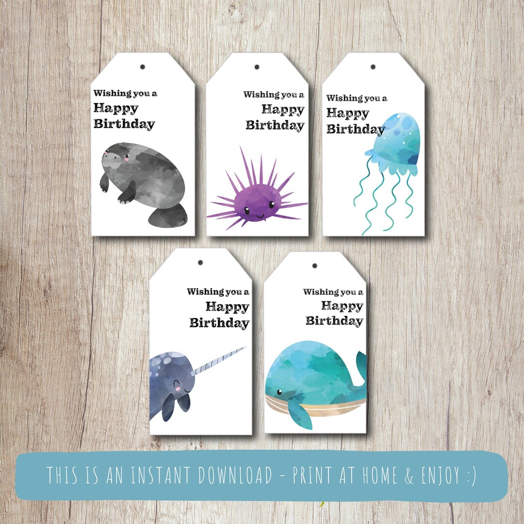 Printable Birthday Gift Tags, Digital Birthday Tags, Birthday Digital ...