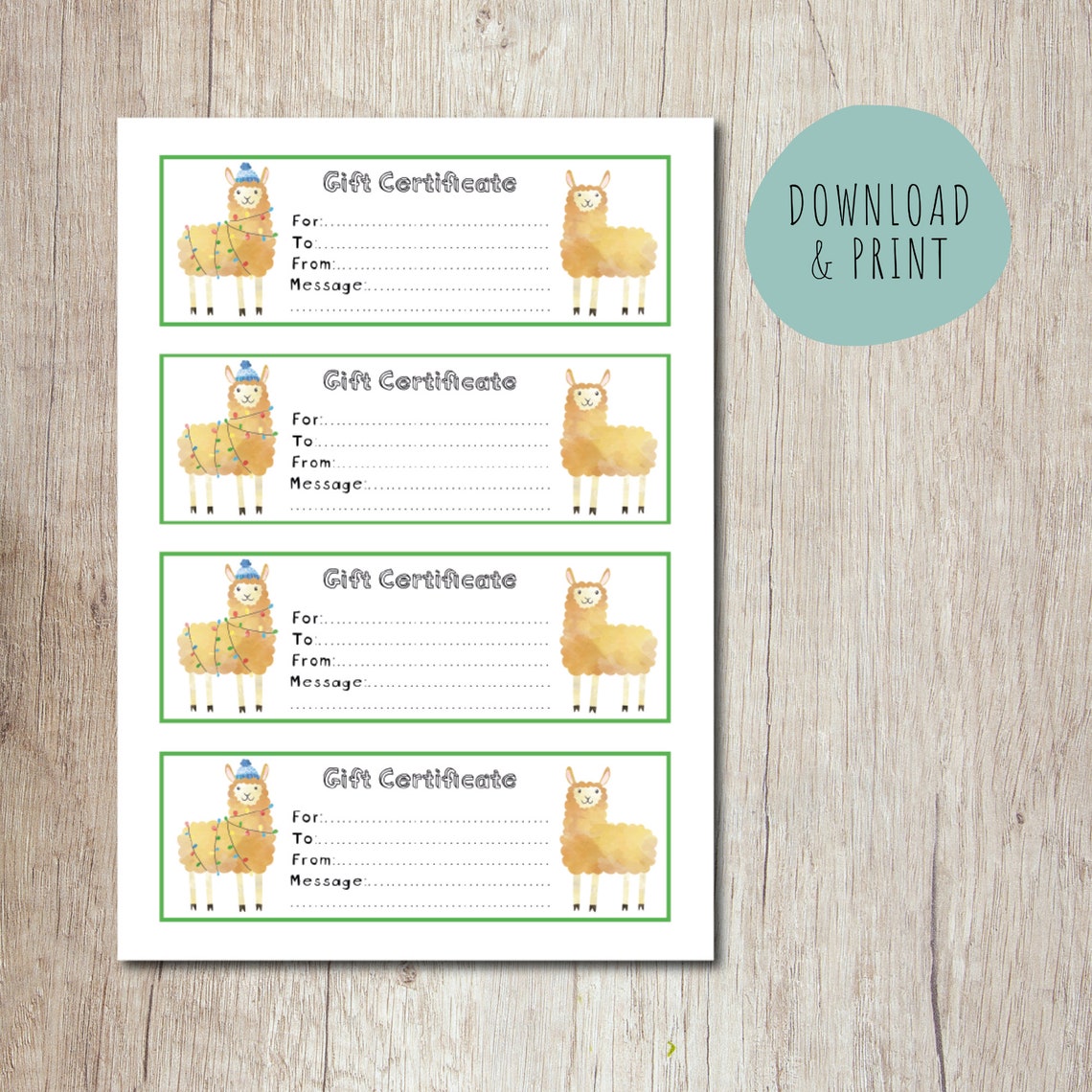 Printable Gift Certificate Template, Farm Experience Voucher, Digital ...