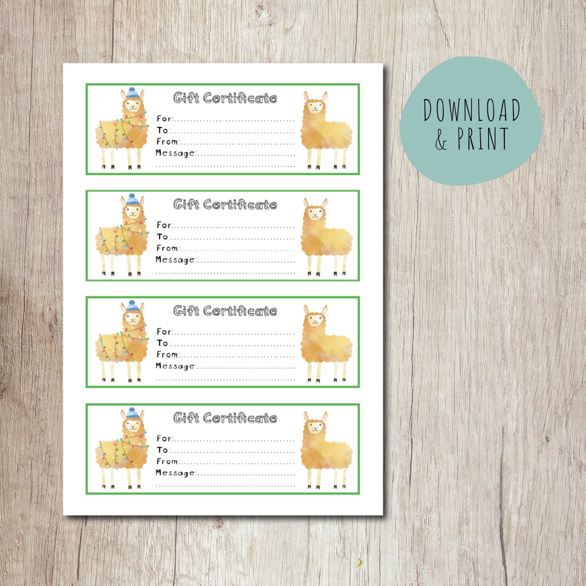 Printable Gift Certificate Template, Farm Experience Voucher, Digital ...
