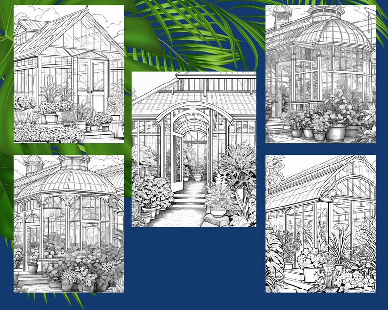 Beautiful Greenhouse Coloring Pages, Plants and Floral Coloring Book ...