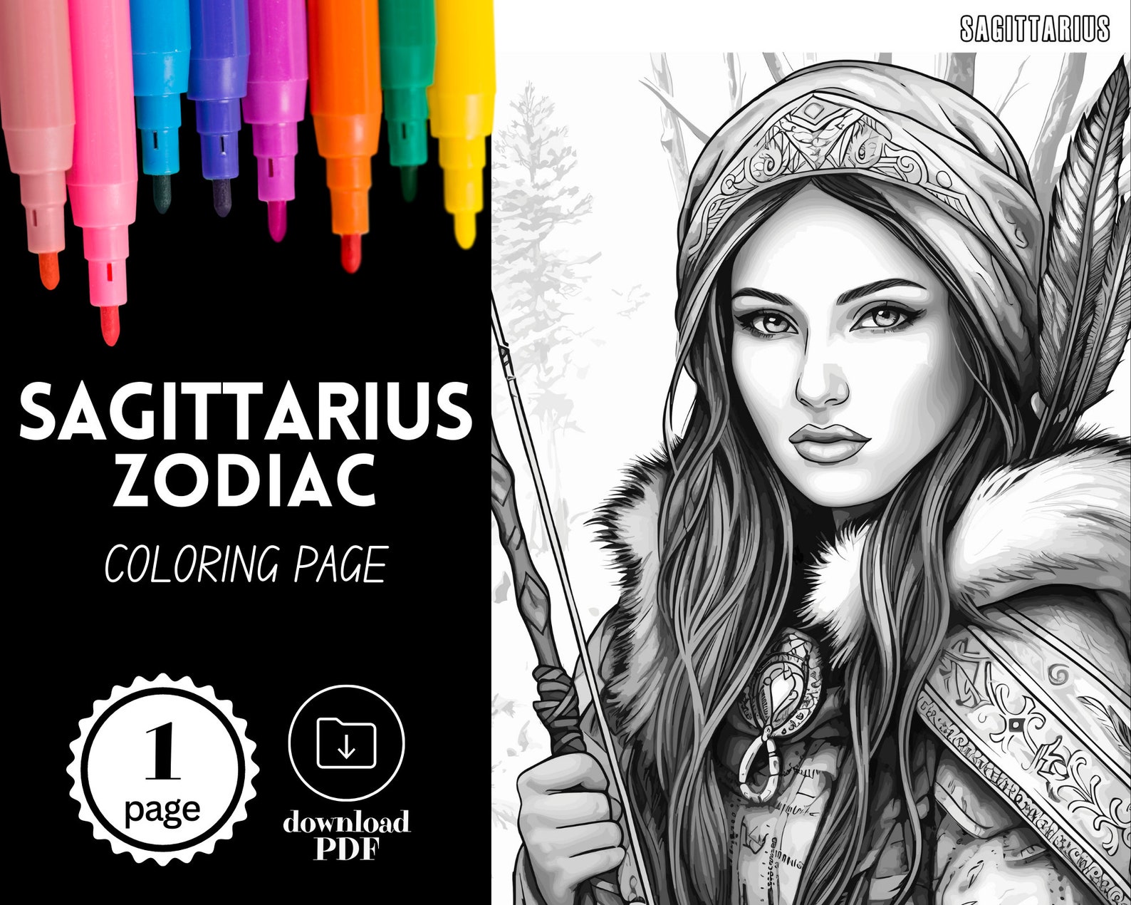 SAGITTARIUS Zodiac Coloring Page, Astrology Horoscope Coloring for ...