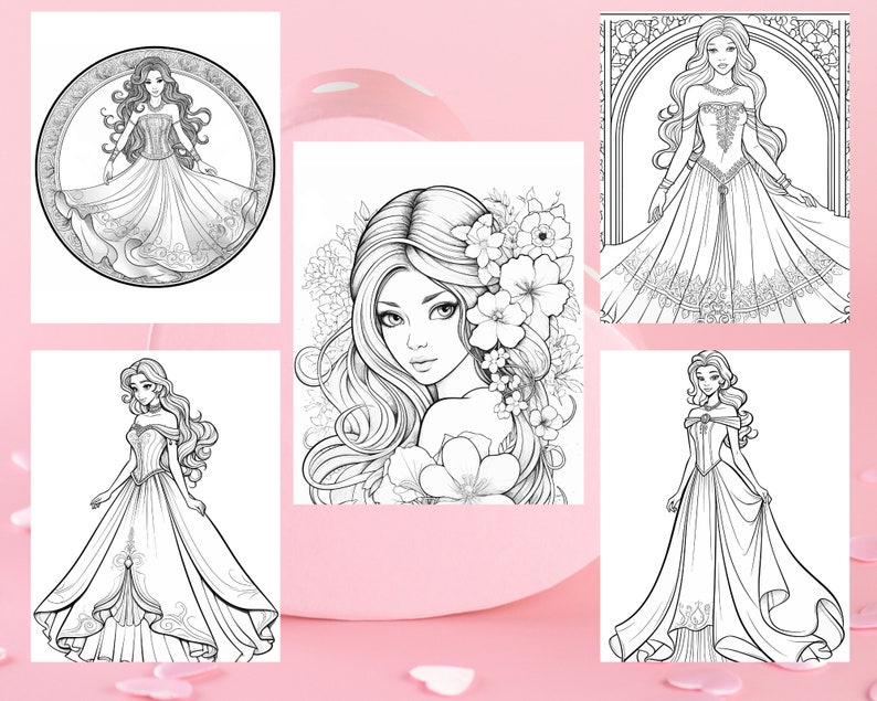 Charming Princesses Coloring Pages Fairytale Princess - Etsy