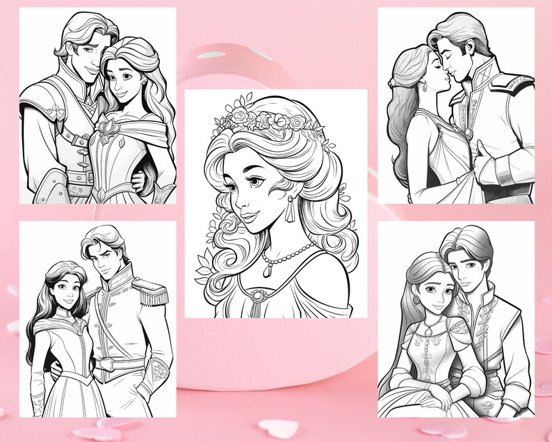Charming Prince & Princesses Coloring Pages, Fairytale Princess ...