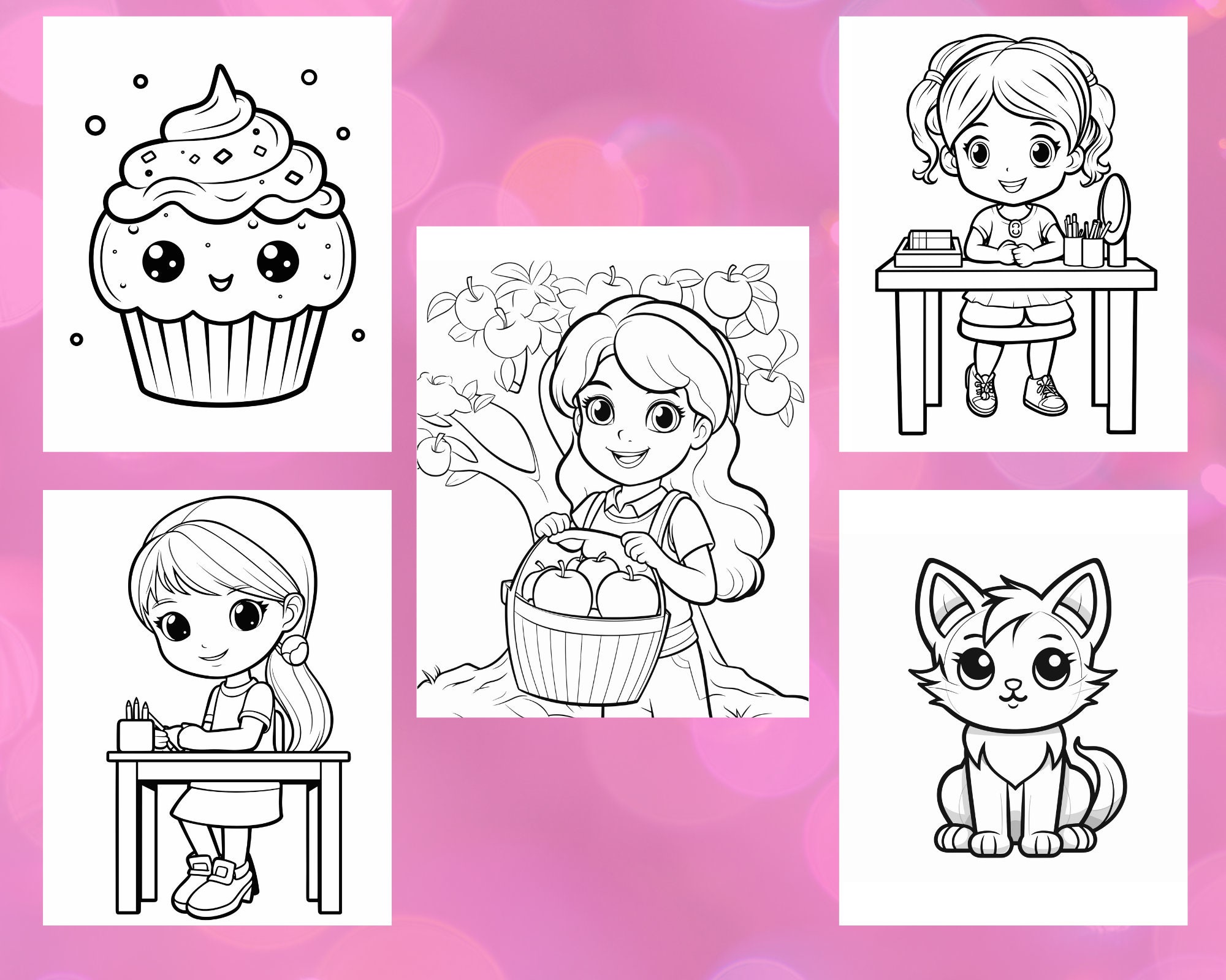 Cute Coloring Pages for Girls Cute Coloring Book for Kids - Etsy
