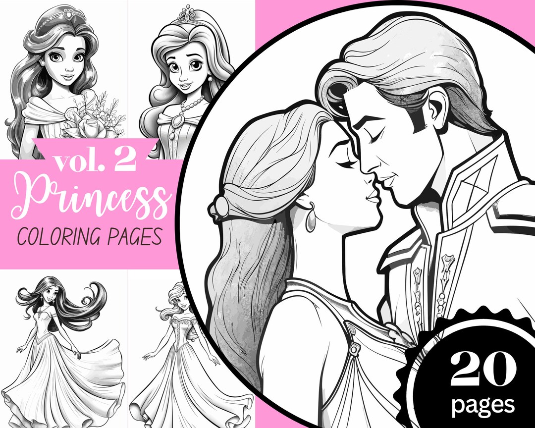 Charming Prince & Princesses Coloring Pages, Fairytale Princess ...