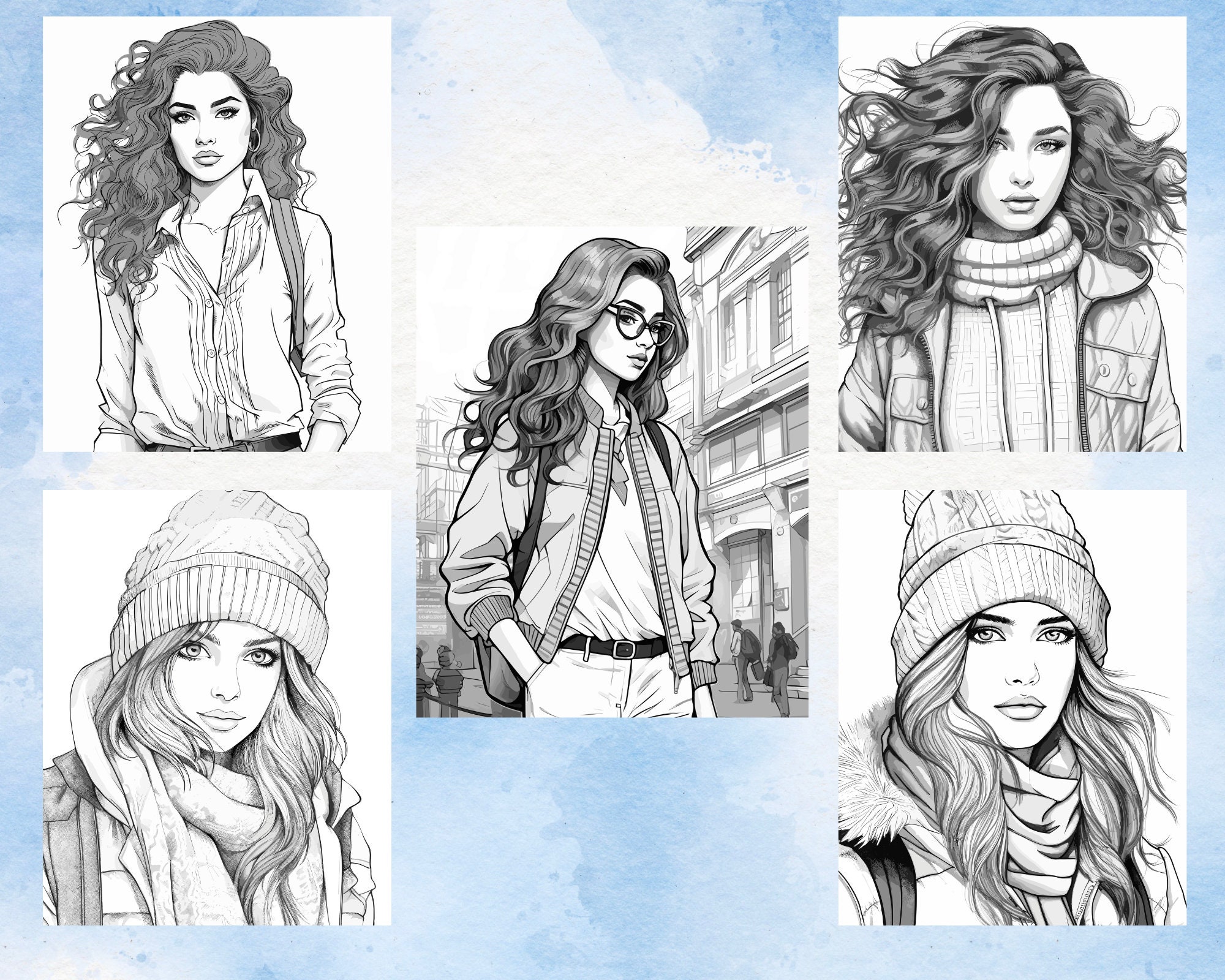 Woman Street Fashion Coloring Book,coloring Book for Adults,outfit ...