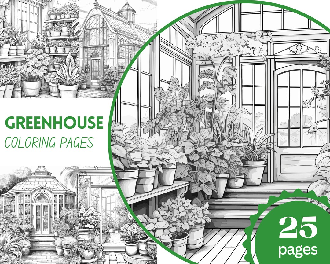 Beautiful Greenhouse Coloring Pages, Plants and Floral Coloring Book ...