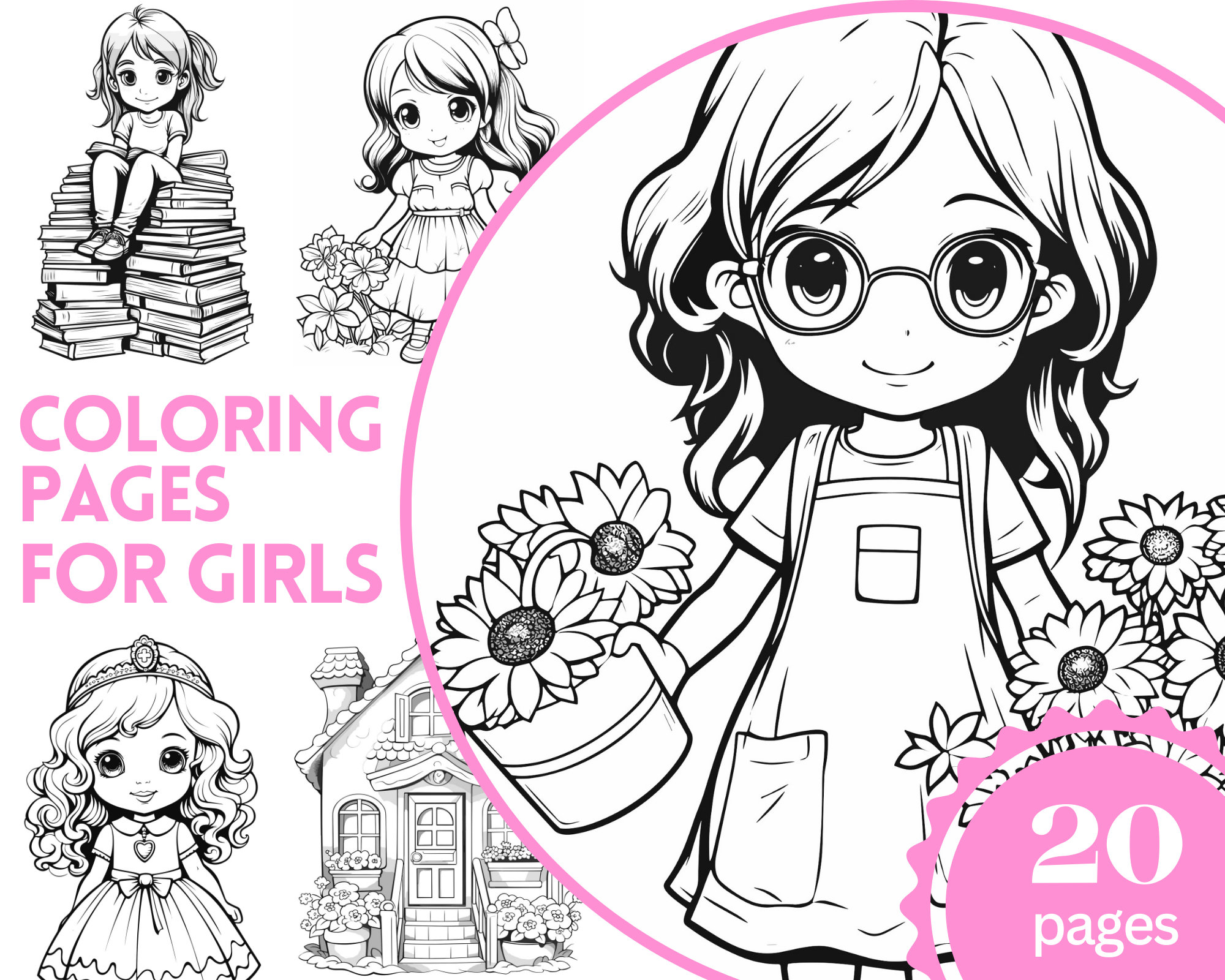 Cute Coloring Pages for Girls Cute Coloring Book for Kids - Etsy