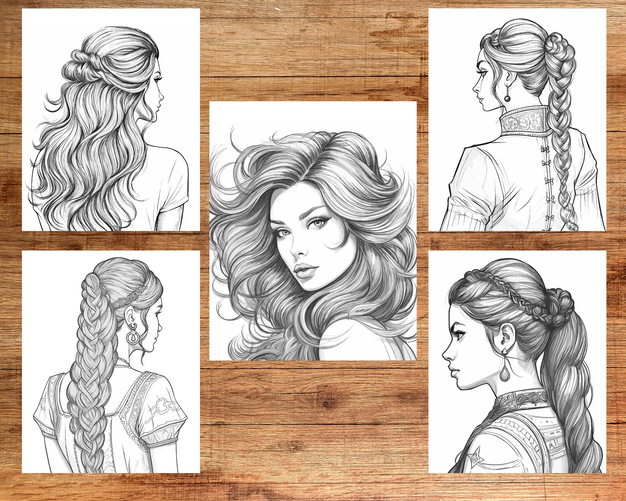 Beautiful Hairstyle Coloring Pages, Hairstyle Coloring Book for Adult ...