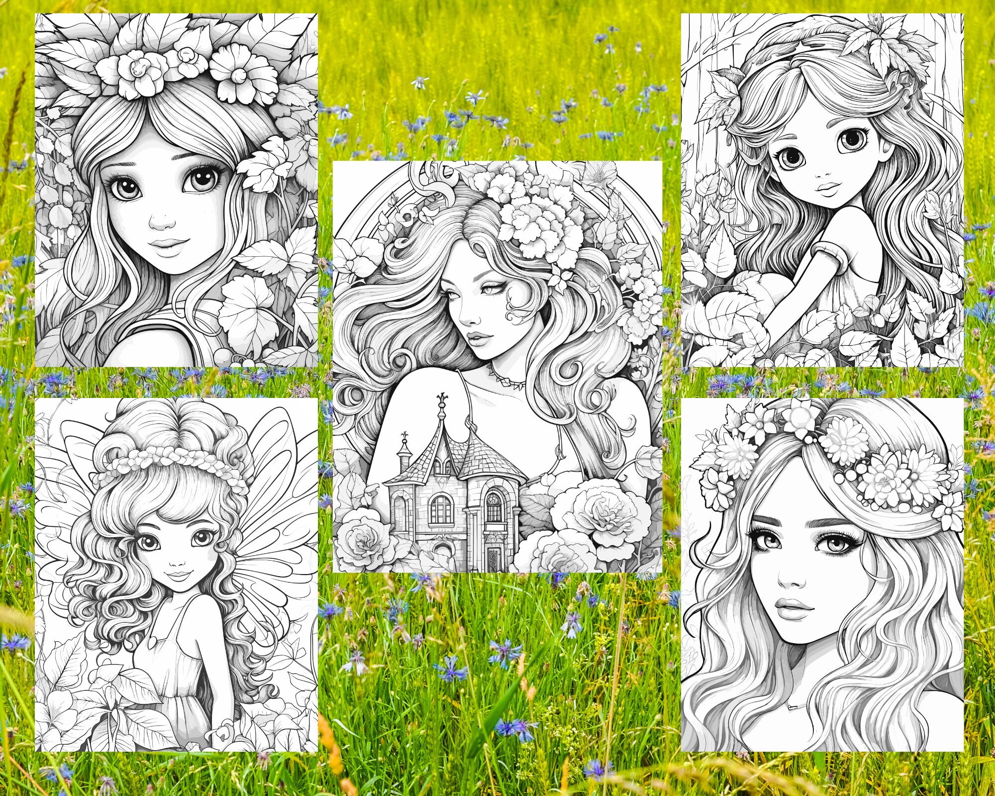 Magical Fairies Coloring Pages, Fairy Coloring Book for Adults ...