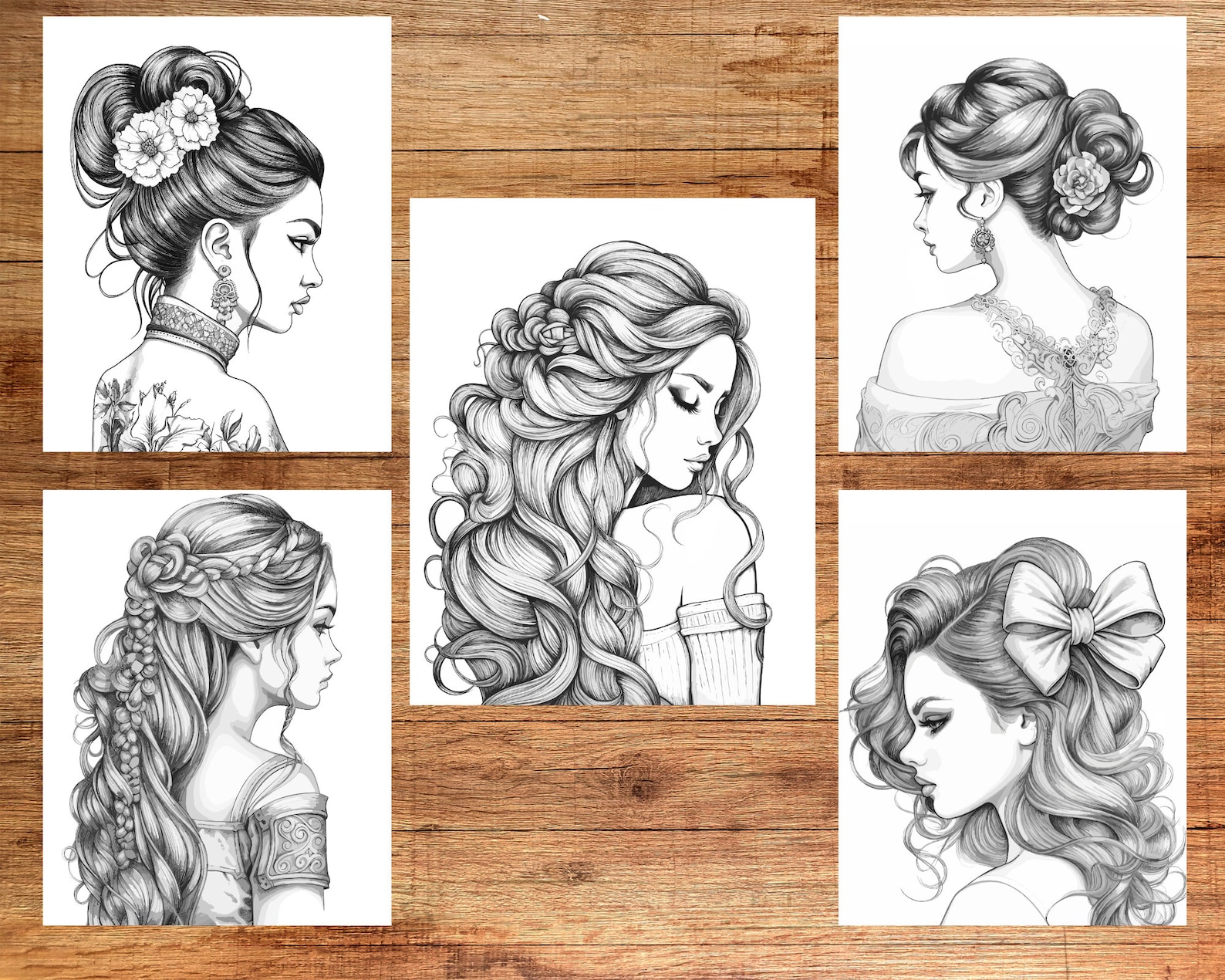 Beautiful Hairstyle Coloring Pages, Hairstyle Coloring Book for Adult ...