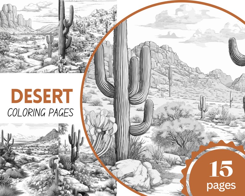 Desert Landscapes Coloring Pages Desert Land Coloring Book - Etsy