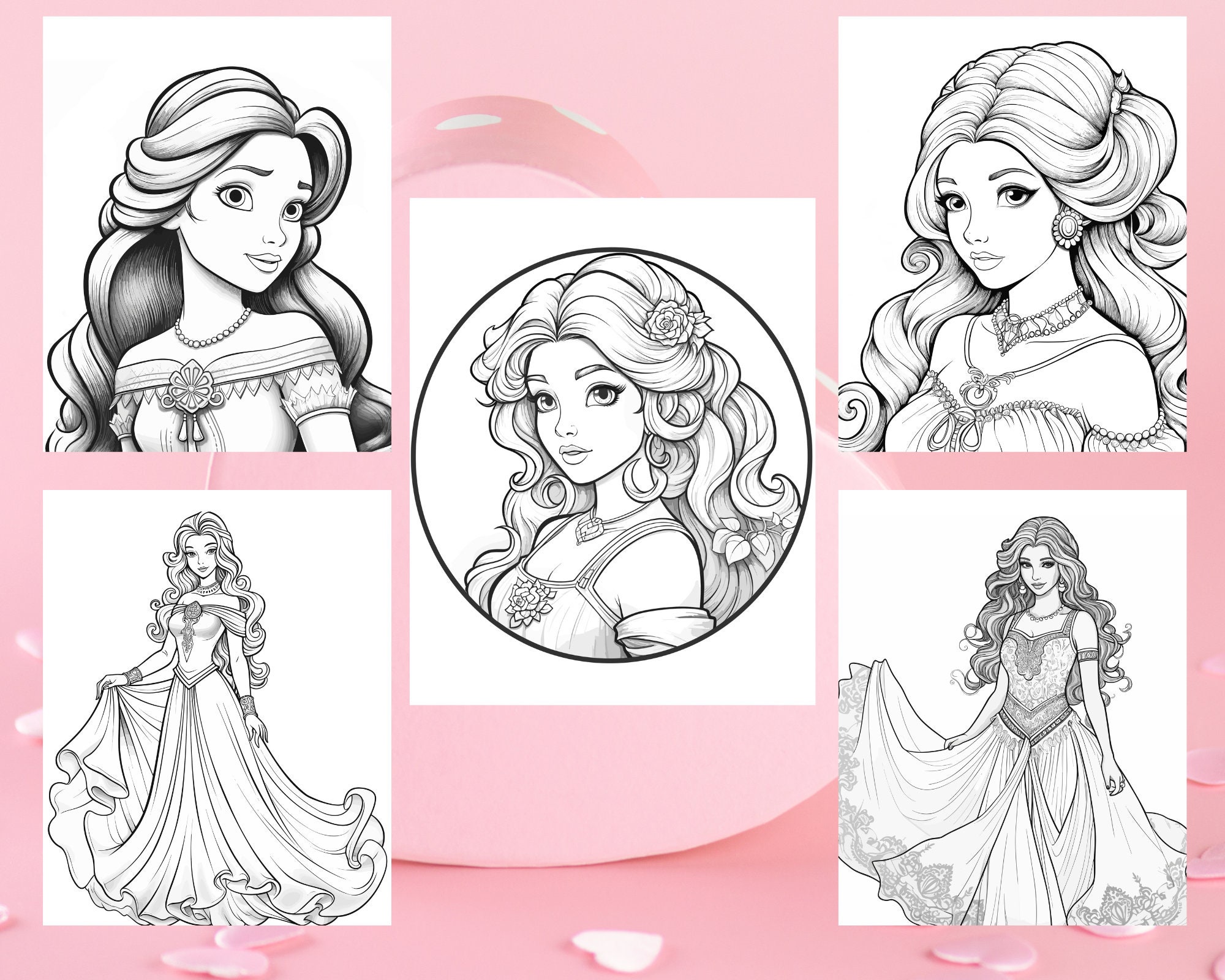Charming Princesses Coloring Pages Fairytale Princess - Etsy