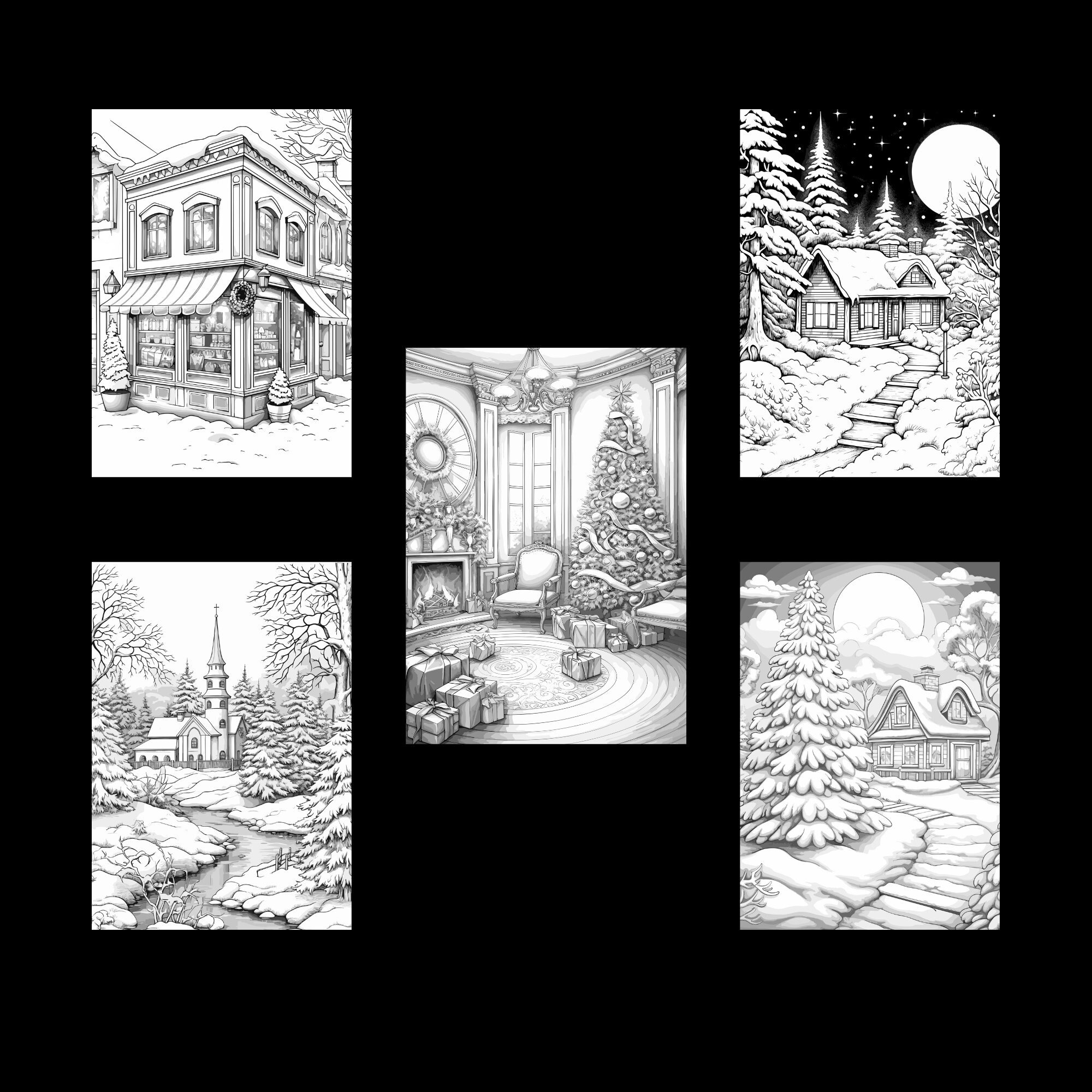 Winter Season Coloring Pages, Winter Themed Coloring Book for Adults ...