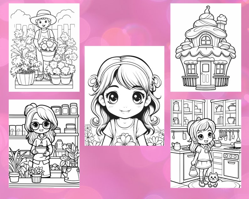 Cute Coloring Pages for Girls Cute Coloring Book for Kids - Etsy