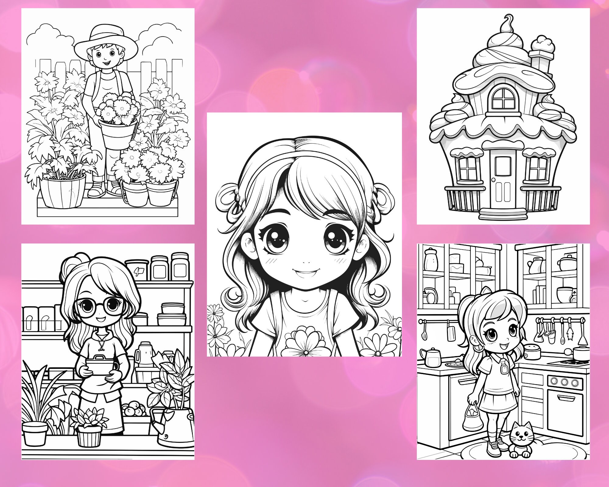 Cute Coloring Pages for Girls Cute Coloring Book for Kids - Etsy