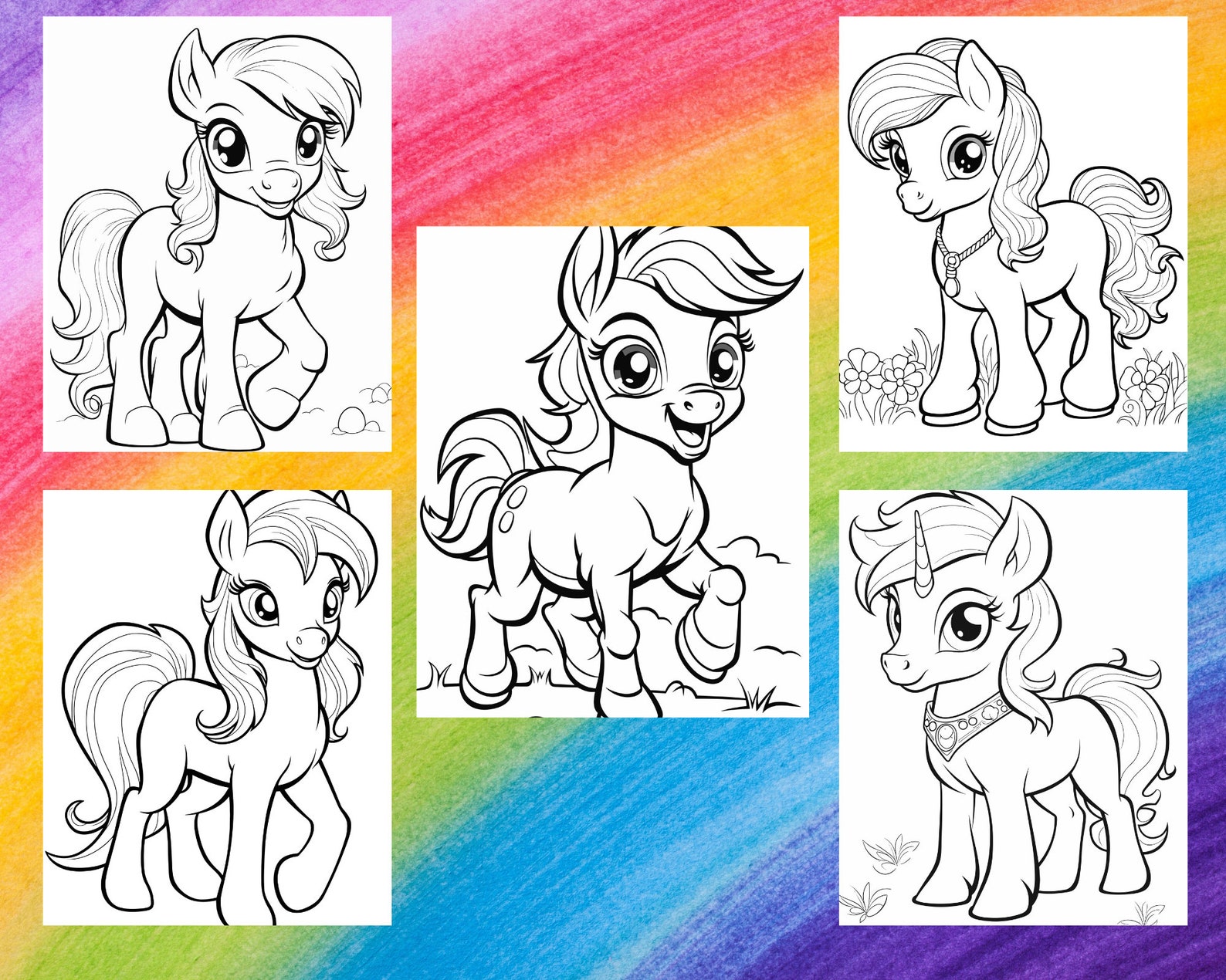 Cute Little Pony Coloring Pages for Girls, Coloring Book for Kids ...