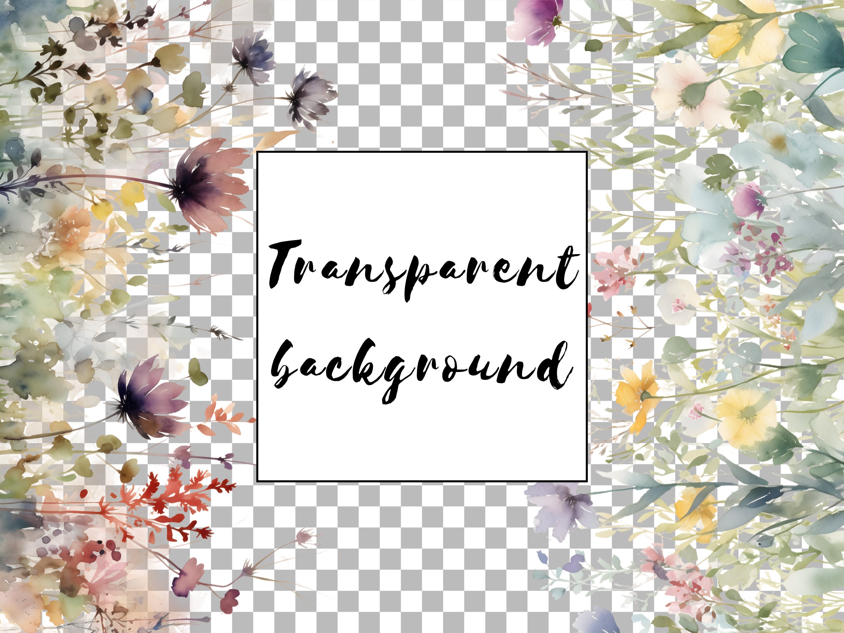 Watercolor Floral Borders Clipart, Floral Borders, Flower Clipart, PNG ...