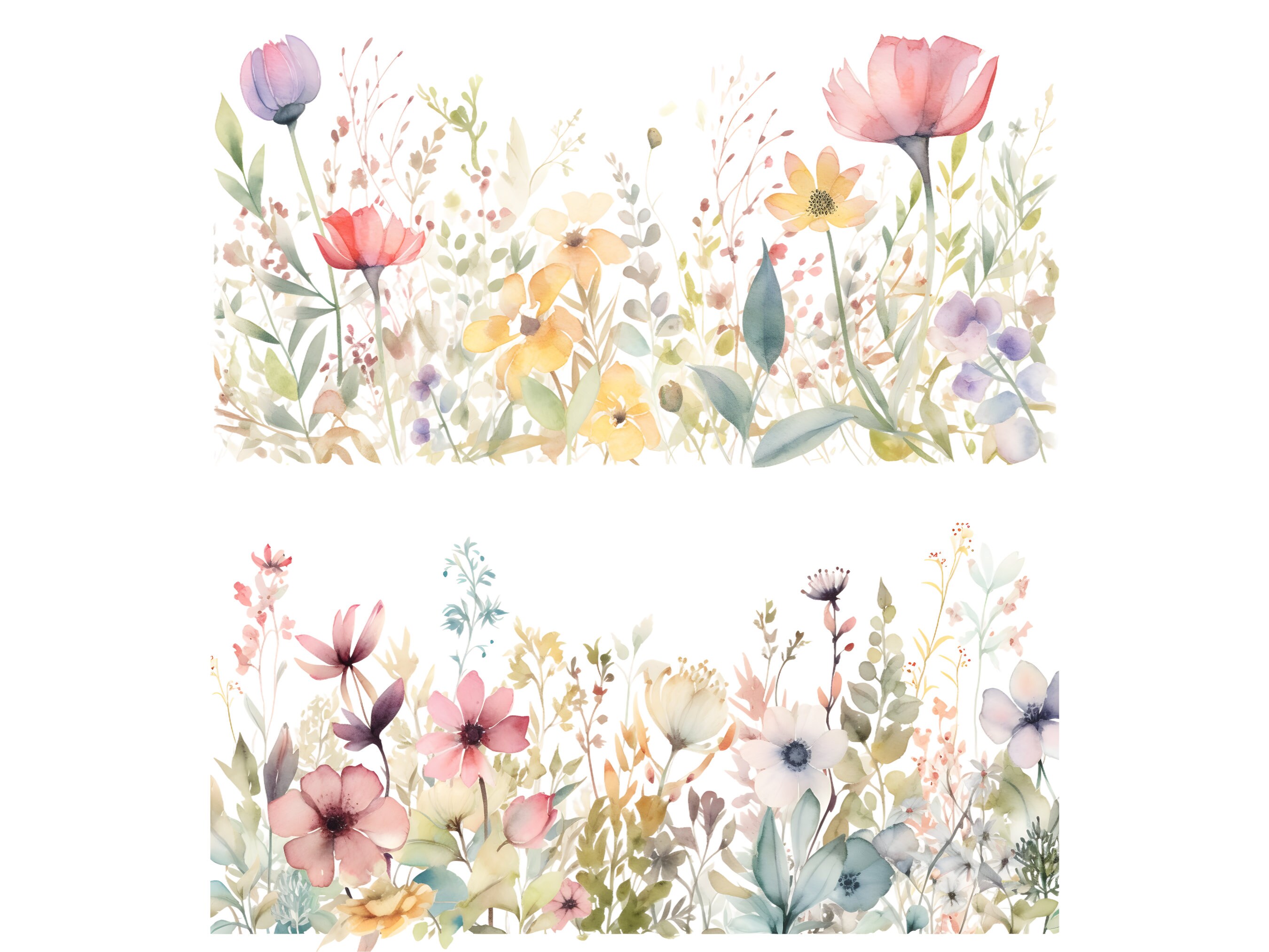 Watercolor Floral Borders Clipart, Floral Borders, Flower Clipart, PNG ...