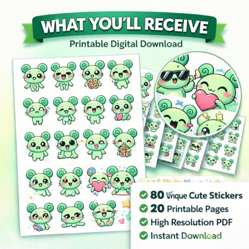 Alien Cat Glorp Printable Sticker Pack – 80 Cute Kawaii Emote Stickers ...