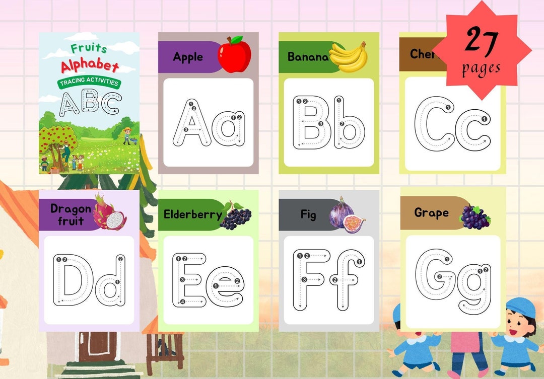 Fruits Alphabet Tracing Activities - Etsy